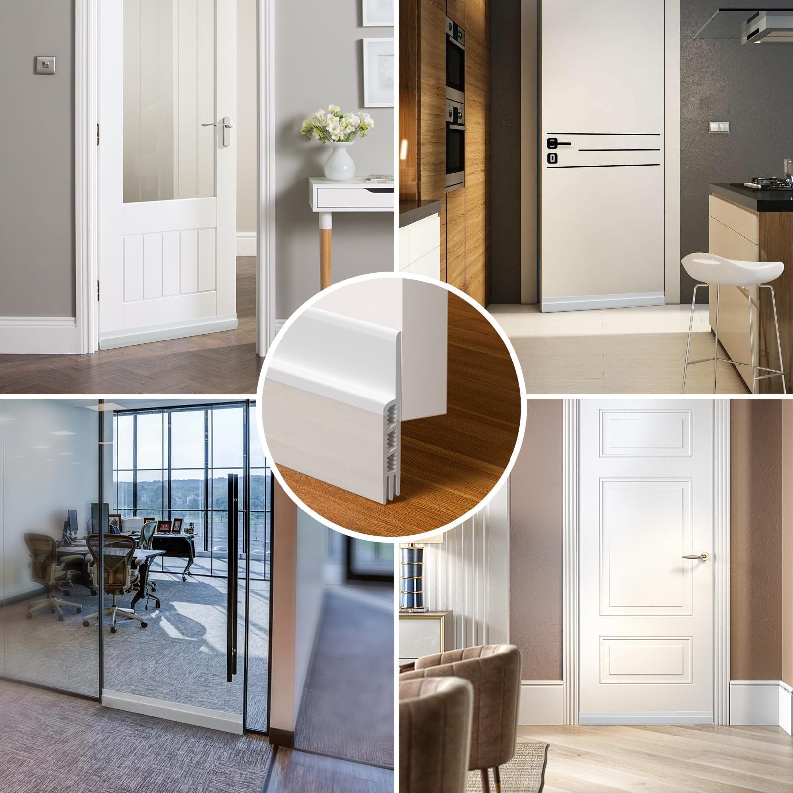 Holikme 2 Door Draft Stopper Under Door Draft Blocker Insulator Door Sweep Weather Stripping Noise Stopper Strong Adhesive, Transparent