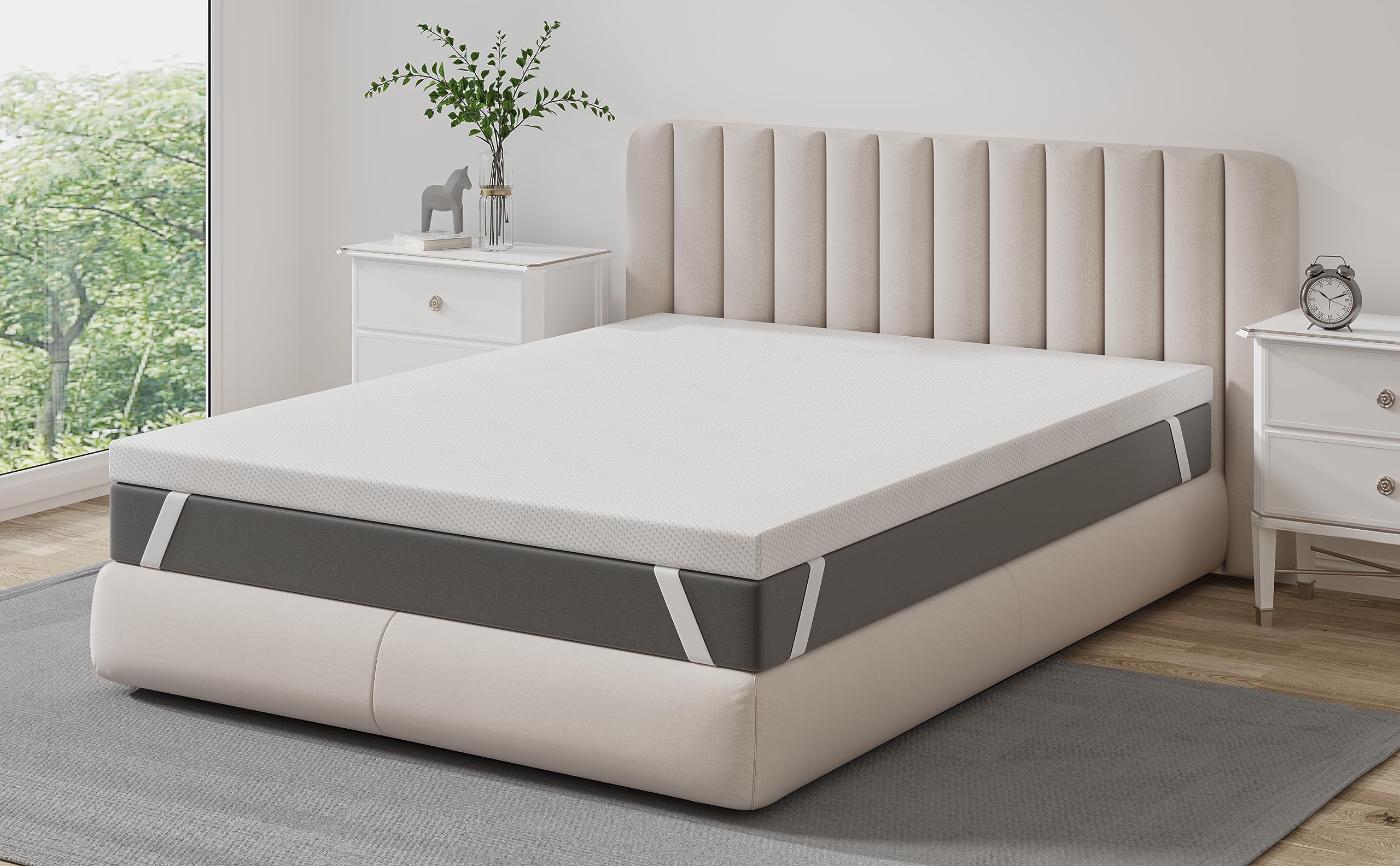 BedStory 3 Inch Memory Foam Mattress Topper King Size,Firm Mattress Topper for Back Pain & Support,Special Cool Feeling Material Cover,Bed Topper with 2-Layer Ventilated Design,CertiPUR-US Certified