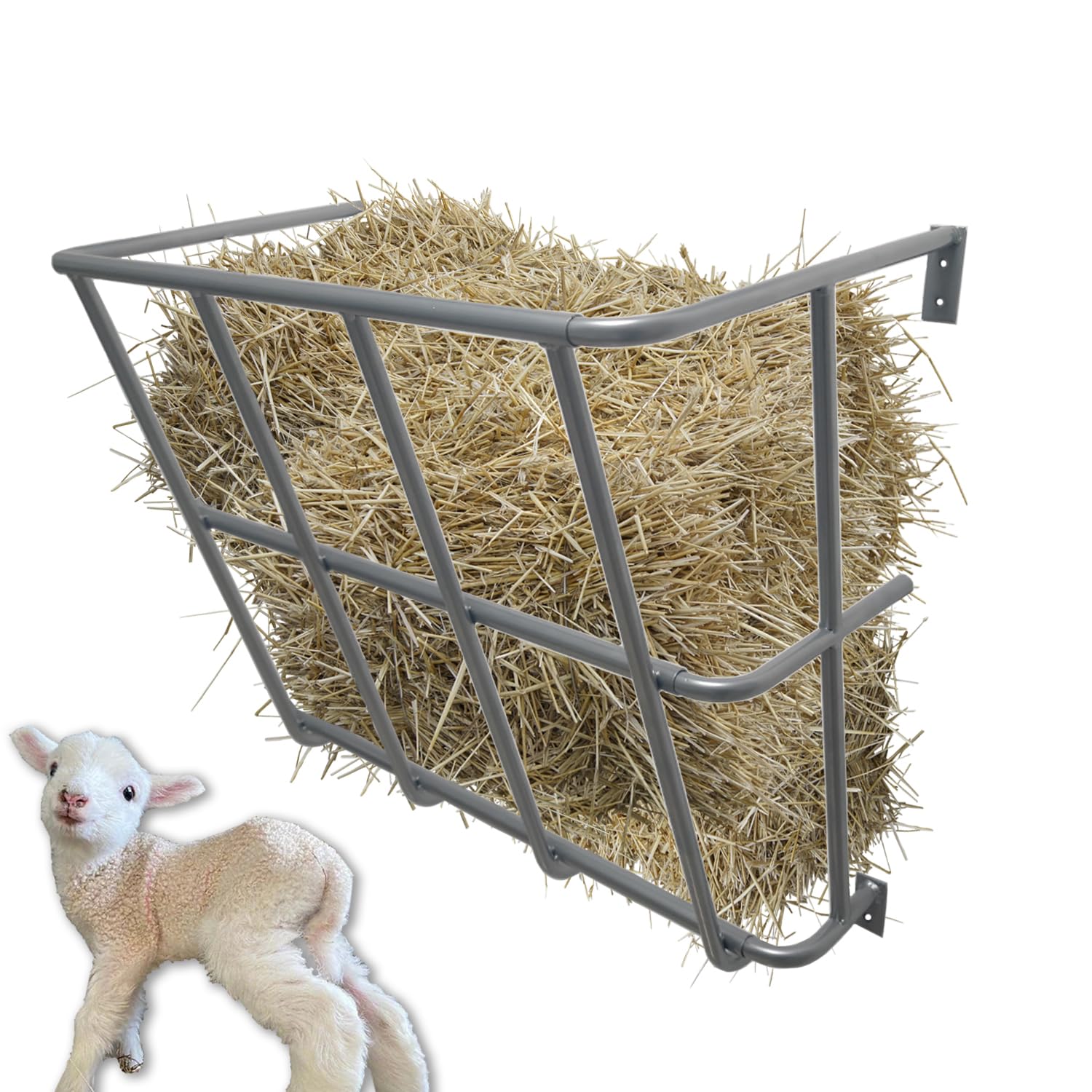 BUYYAH Hay Feeder Goat, 20 Gallon Multiple Sided Goat Hay Rack, Heavy Duty Iron Wall Hay Rack for Sheep, Horses, Effortless Installation in Farm, Yield