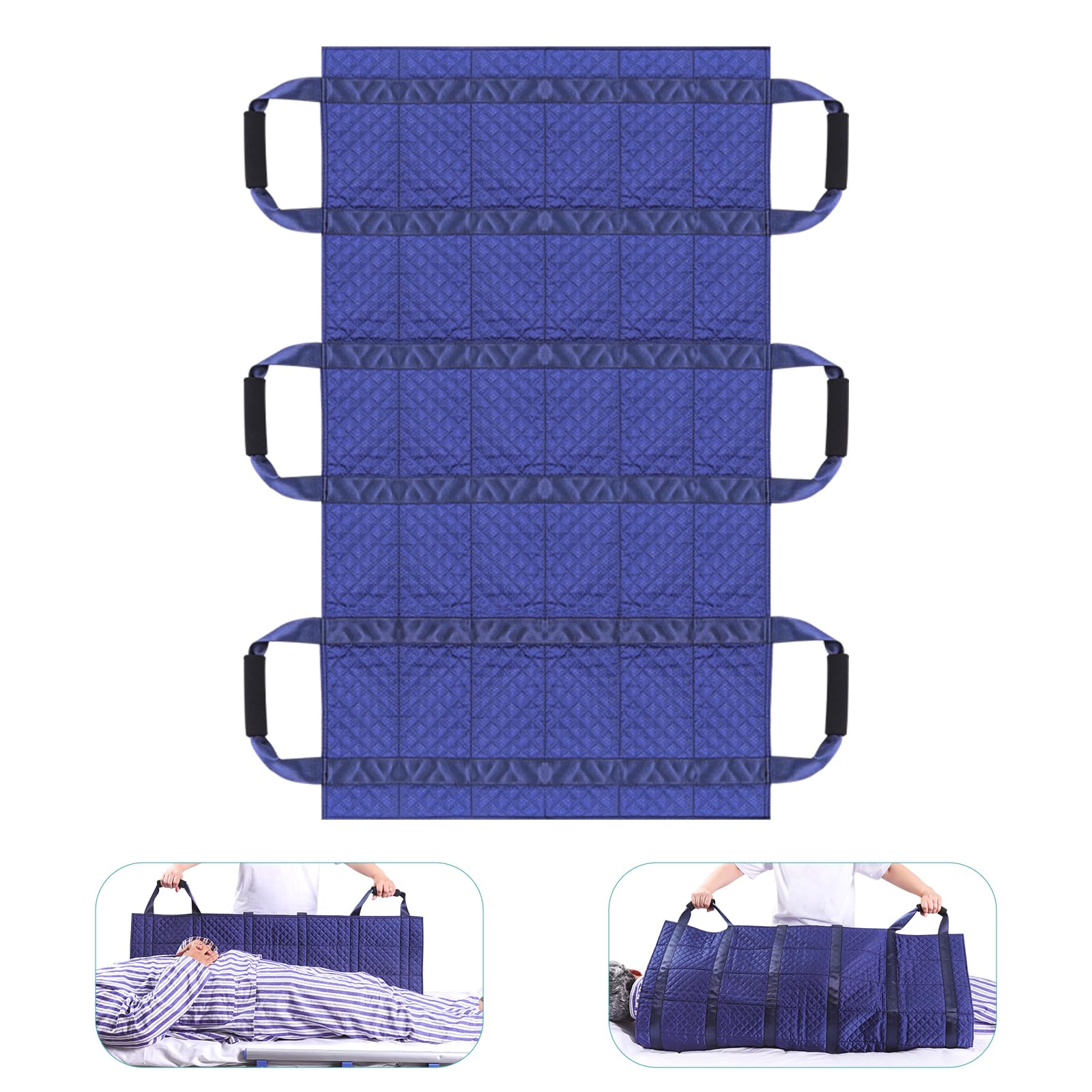 Positioning Bed Pad with Reinforced Handles,Reusable Washable Transfer Sheet for Turning, Lifting,Repositioning,45.7"X26.8" Soft Multipurpose Transfer Pad for Elderly, Incontinence,Caregiver,Blue