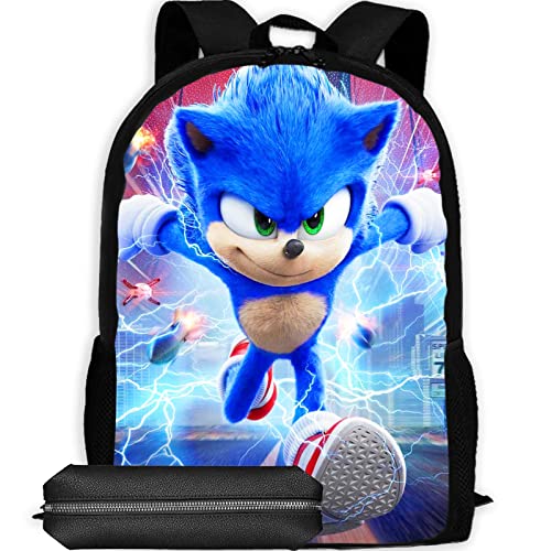 Unisex Backpack Anime Bag Cartoon Laptop Backpack Pencil Case 16.5 Inch 3D Printed Daypacks -4