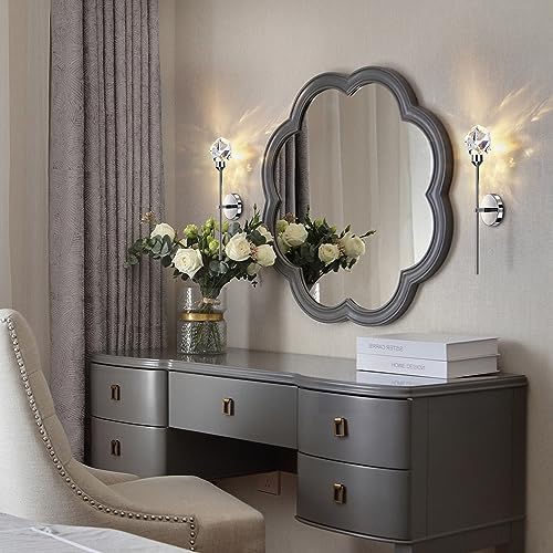 Untrammelife Indoor Wall Sconce Lighting Polished Nickel Wall Lamp 8W LED Crystal Wall Light 3 Color Temperatures Hardwired Indoor Wall Mounted Light Fixtures for Living Room,Bedroom,Bathroom