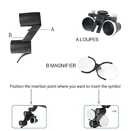 5W Binocular Loupes Glasses Headband Magnifier 2.5X 3.5X Dental Binocular Magnifier LED Head Light Lamp for Magnification Binocular Loupes Dentist Surgical Headlight Lab Equipment (2.5X)