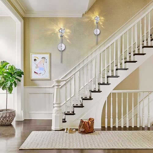 Untrammelife Indoor Wall Sconce Lighting Polished Nickel Wall Lamp 8W LED Crystal Wall Light 3 Color Temperatures Hardwired Indoor Wall Mounted Light Fixtures for Living Room,Bedroom,Bathroom