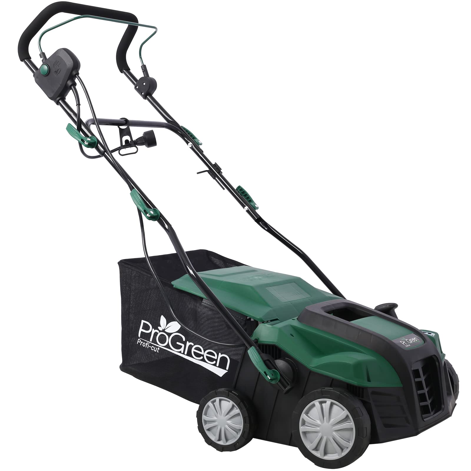 2-in-1 16" Walk Behind Scarifier, 15 Amp Electric Dethatcher Scarifier, Lawn Dethatcher for Yard Lawn Garden Care, Removable Collection Bag Extra Large 58QT (16 inch)