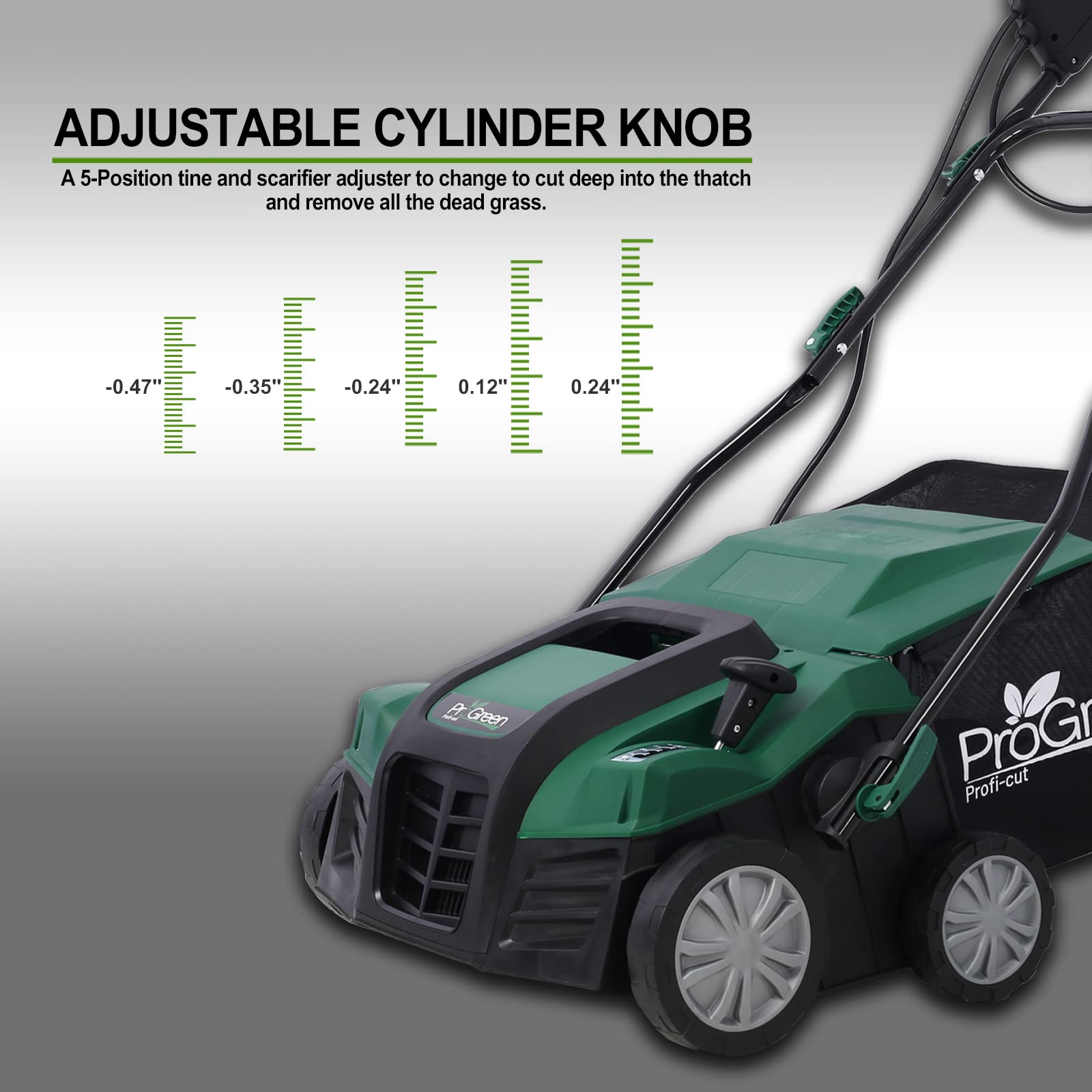 2-in-1 16" Walk Behind Scarifier, 15 Amp Electric Dethatcher Scarifier, Lawn Dethatcher for Yard Lawn Garden Care, Removable Collection Bag Extra Large 58QT (16 inch)