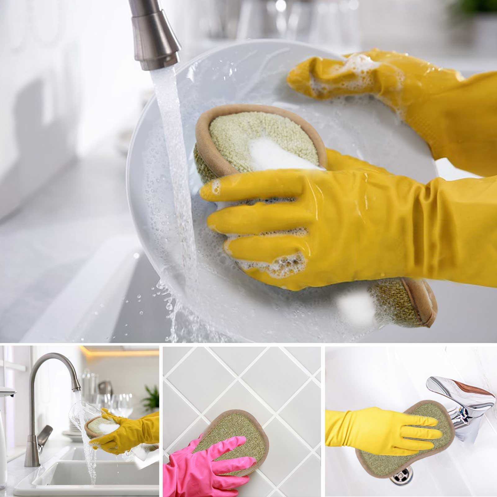 MetaForms Multi-Purpose Scrub Sponges Kitchen - 6 Pack, Non-Scratch Microfiber Sponges for Cleaning, Along with Heavy Duty Scouring Power - Reusable Dish Sponge for Dishes, Pots and Pans( Large)