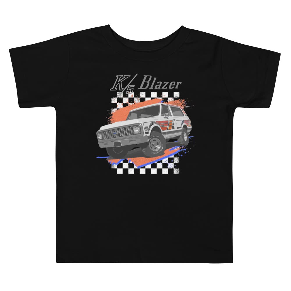 Retro Old School Truck Chevy K5 Blazer 70s 80s Nostalgia Toddler Short Sleeve Tee Black