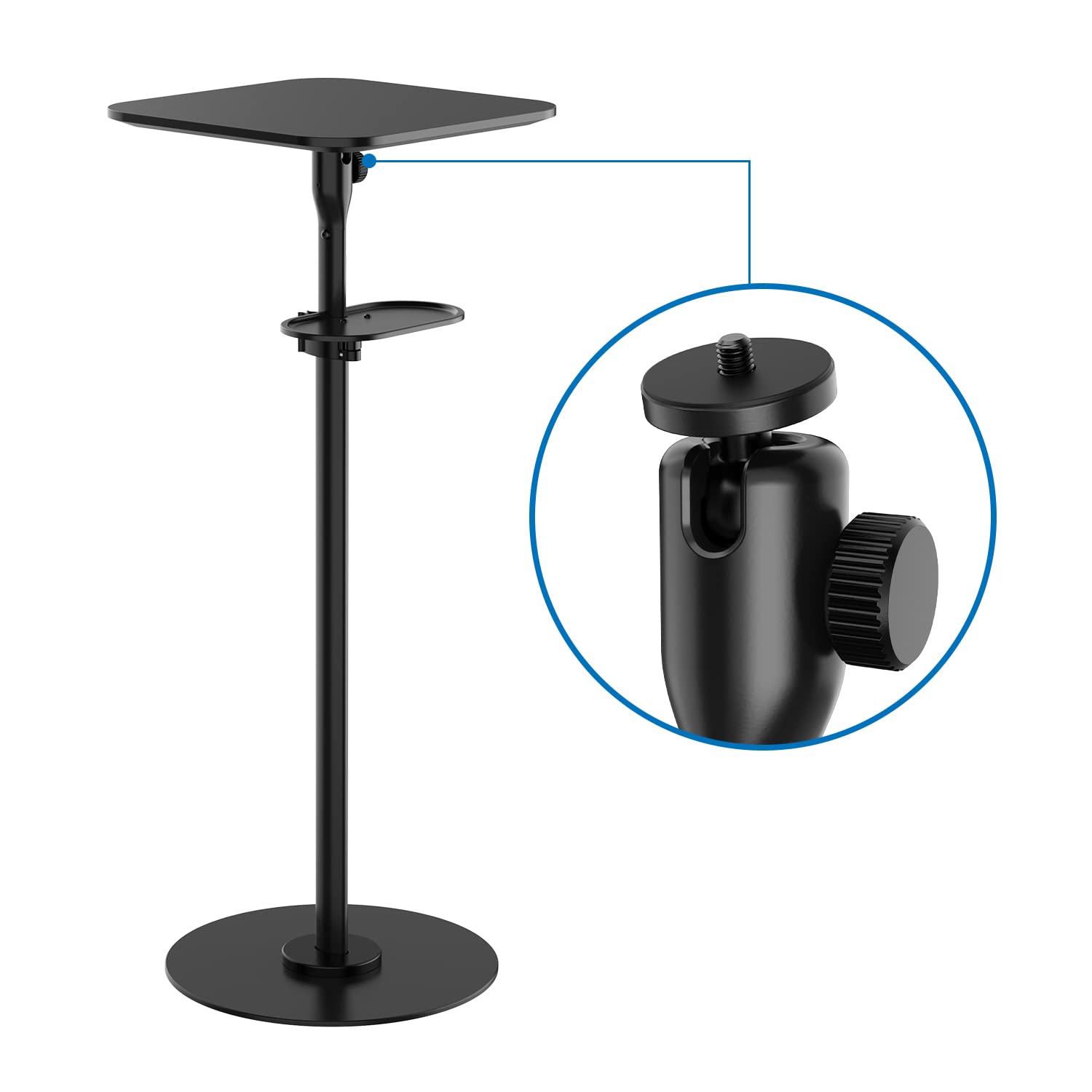 Mount-It! Dual Use Projector Stand, 2 Mounting Options: 1/4" Screw and Platform Portable Projector Stand For Mini Projectors Adjustable Height Floor Stand 13.2 lb load, For Home, Office, Studio, DJs