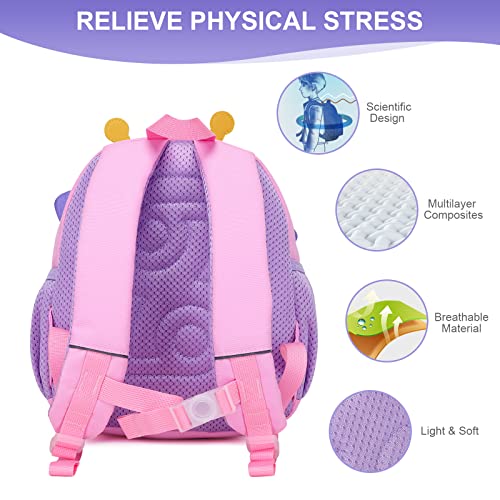 Mini Toddler Backpack for Girls Kids Backpack for Perschool with Chest Strap 3D Cartoon Butterfly Kindergarten Schoolbag for Little Girl Boy Ages(2-5)…