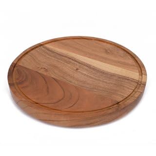 EDHAS Round Acacia Wood Cake Stand,Cake Display Server Tray for Kitchen,Birthday Parties,Weddings,Baking Gifts (12" x 12" x 1.75")
