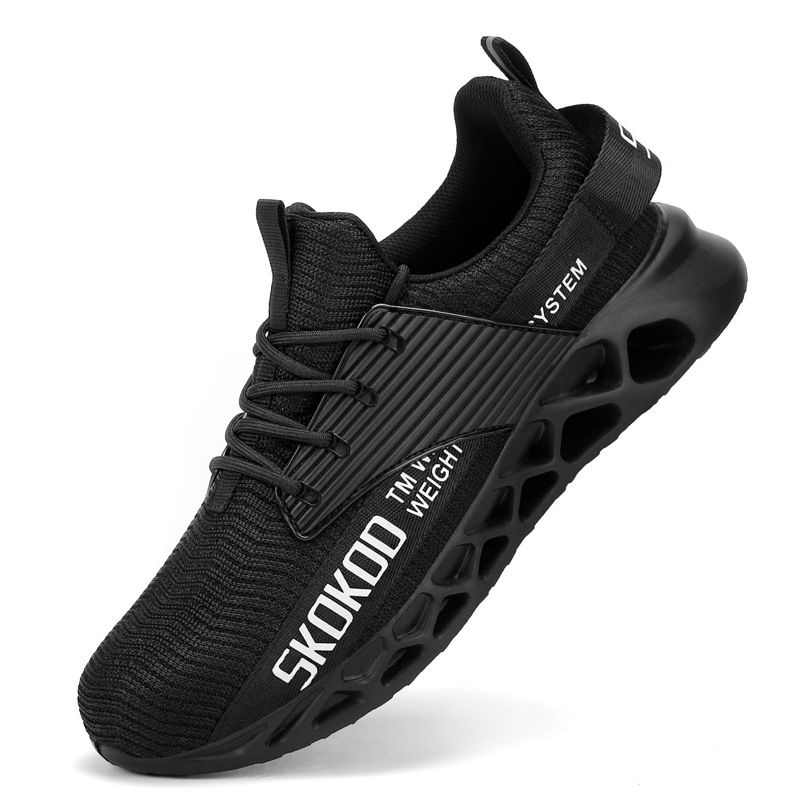 SKOKOD Men's Steel Toe Shoes Slip On Puncture Proof Safety Shoes Non-Slip Work Sneakers Composite Toe Industrial Construction Shoes(Size 10.5 Black)