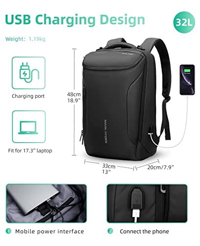 MARK RYDEN Water-proof Business laptop Backpack Fits 17.3'' Laptop&Chest Bag Slim Crossbody Bag Waterproof Cycling Travel Daypack
