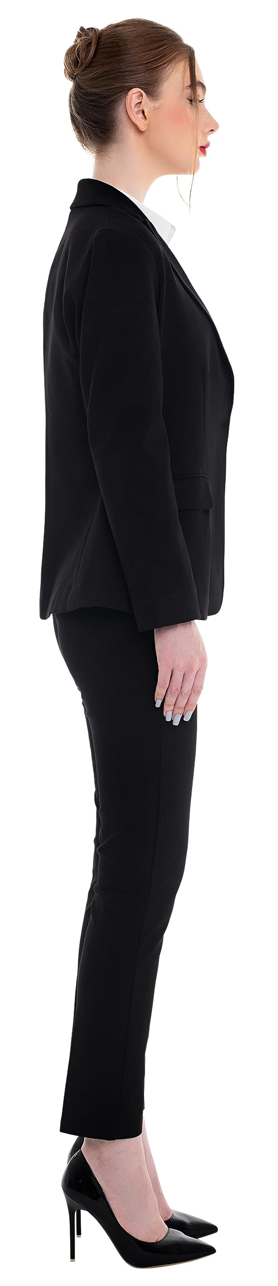 Marycrafts Women's Pant Suits Set – Professional Business Suiting Blazer and Pants 2 Piece Outfit 14 Black