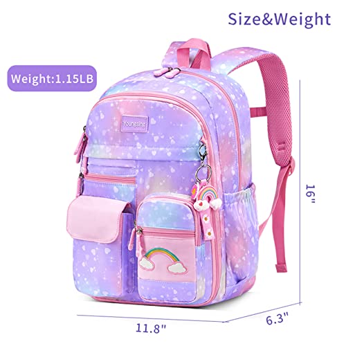 Youngsing Backpack for Girls Kids Backpack Elementary School Primary School Bag (Purple)