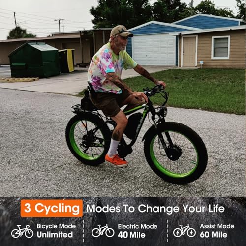 ikidsislands 2000W Electric Bike for Adults, Fat Tire Mountain Ebike, 35 MPH 48V 22.4AH AWD Ebikes, Dual Motor E Bikes for Men & Women (Black/Black)