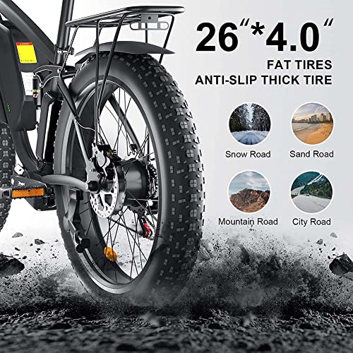 ikidsislands 2000W Electric Bike for Adults, Fat Tire Mountain Ebike, 35 MPH 48V 22.4AH AWD Ebikes, Dual Motor E Bikes for Men & Women (Black/Black)