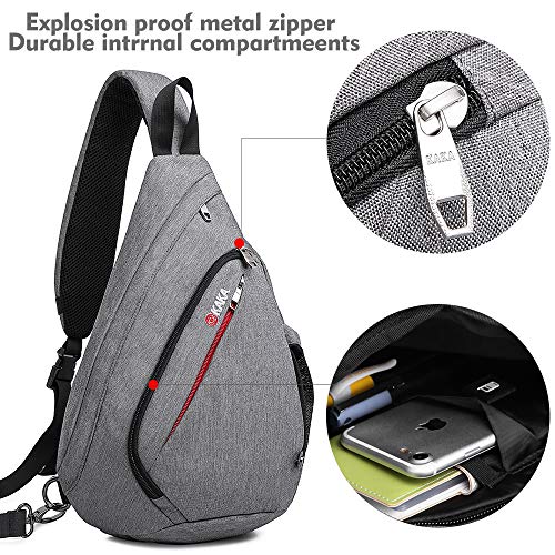 KAKA Sling Bag, Crossbody Backpack Canvas Waterproof Daypack Casual Shoulder Bag(Small One Grey)…