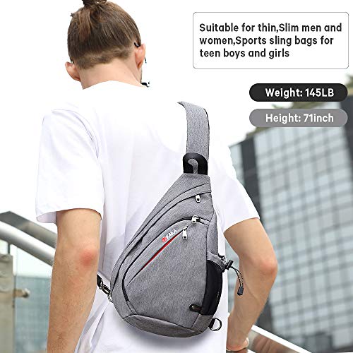 KAKA Sling Bag, Crossbody Backpack Canvas Waterproof Daypack Casual Shoulder Bag(Small One Grey)…