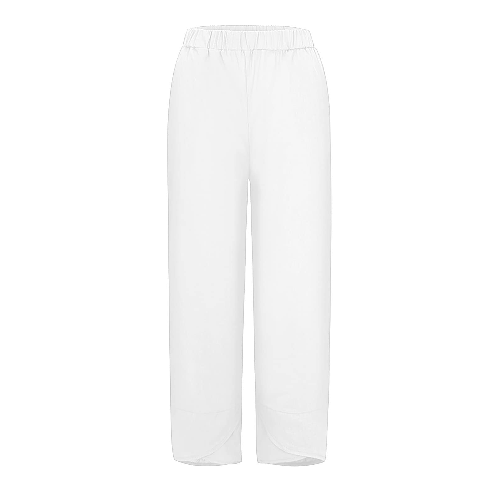 FEDULKSTORE Womens Cotton Linen Wide Leg Pants Summer Casual High Waisted Palazzo Pants Baggy Lounge Beach Trousers(#01 White,Large)