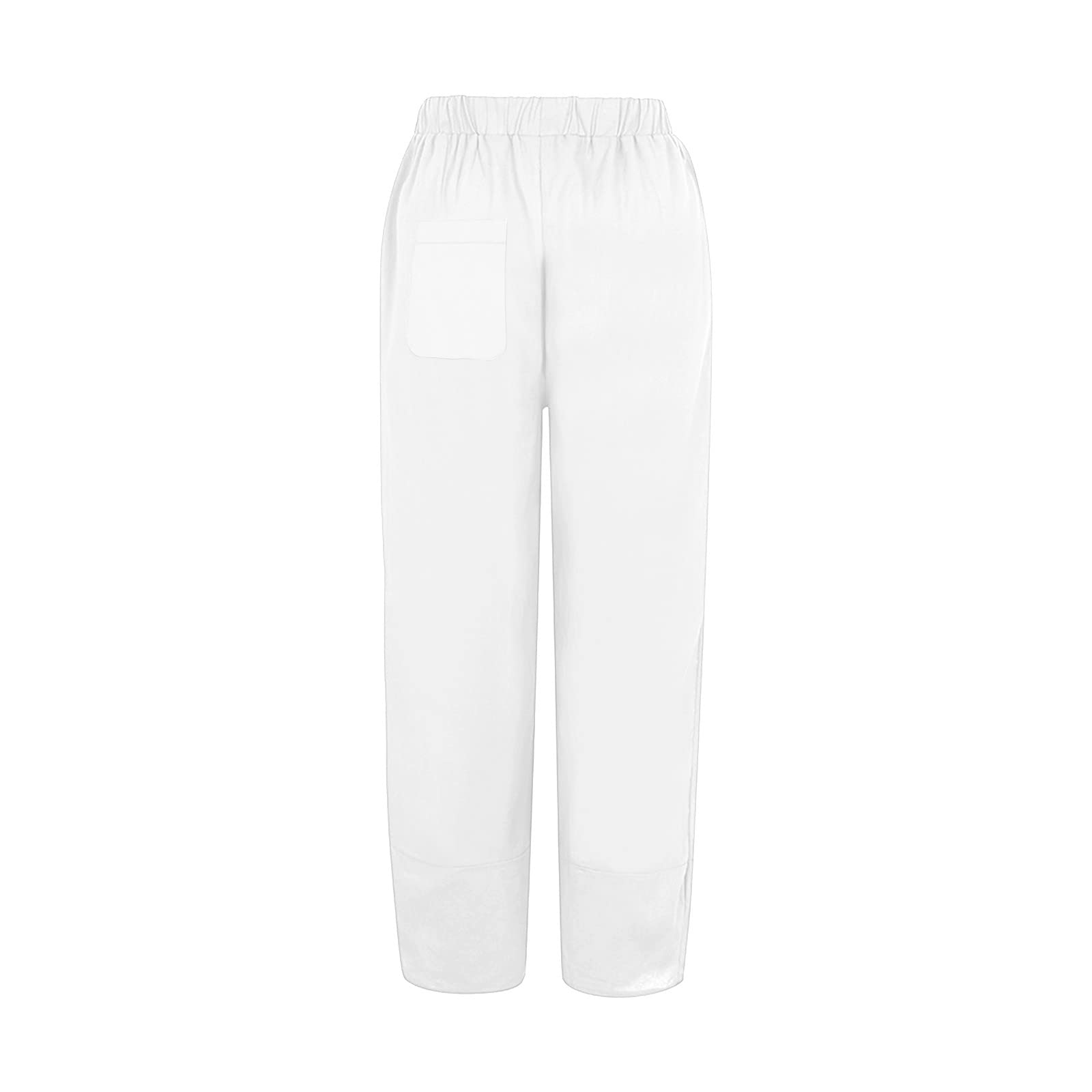 FEDULKSTORE Womens Cotton Linen Wide Leg Pants Summer Casual High Waisted Palazzo Pants Baggy Lounge Beach Trousers(#01 White,Large)