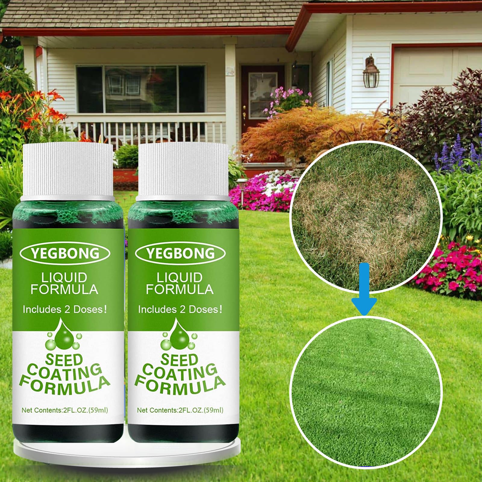 5 PCS Green Grass Lawn Spray, Greenrevive Hydroseeding Lawn Solution Grass Seed Spray,Liquid Grass Seed Spray for Lawn,Hydro Grass Seed Spray(59ml)