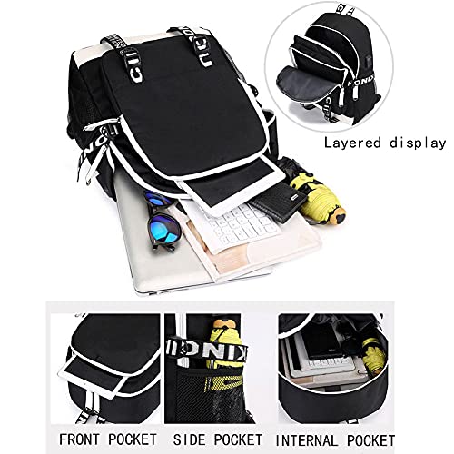 FDGDFG Cosplay Fans Harajuku Hip Hop Backpack Planet Duck Laptop With USB Charging Port Backpack Student (Black4)