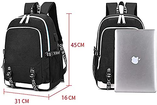 FDGDFG Cosplay Fans Harajuku Hip Hop Backpack Planet Duck Laptop With USB Charging Port Backpack Student (Black4)