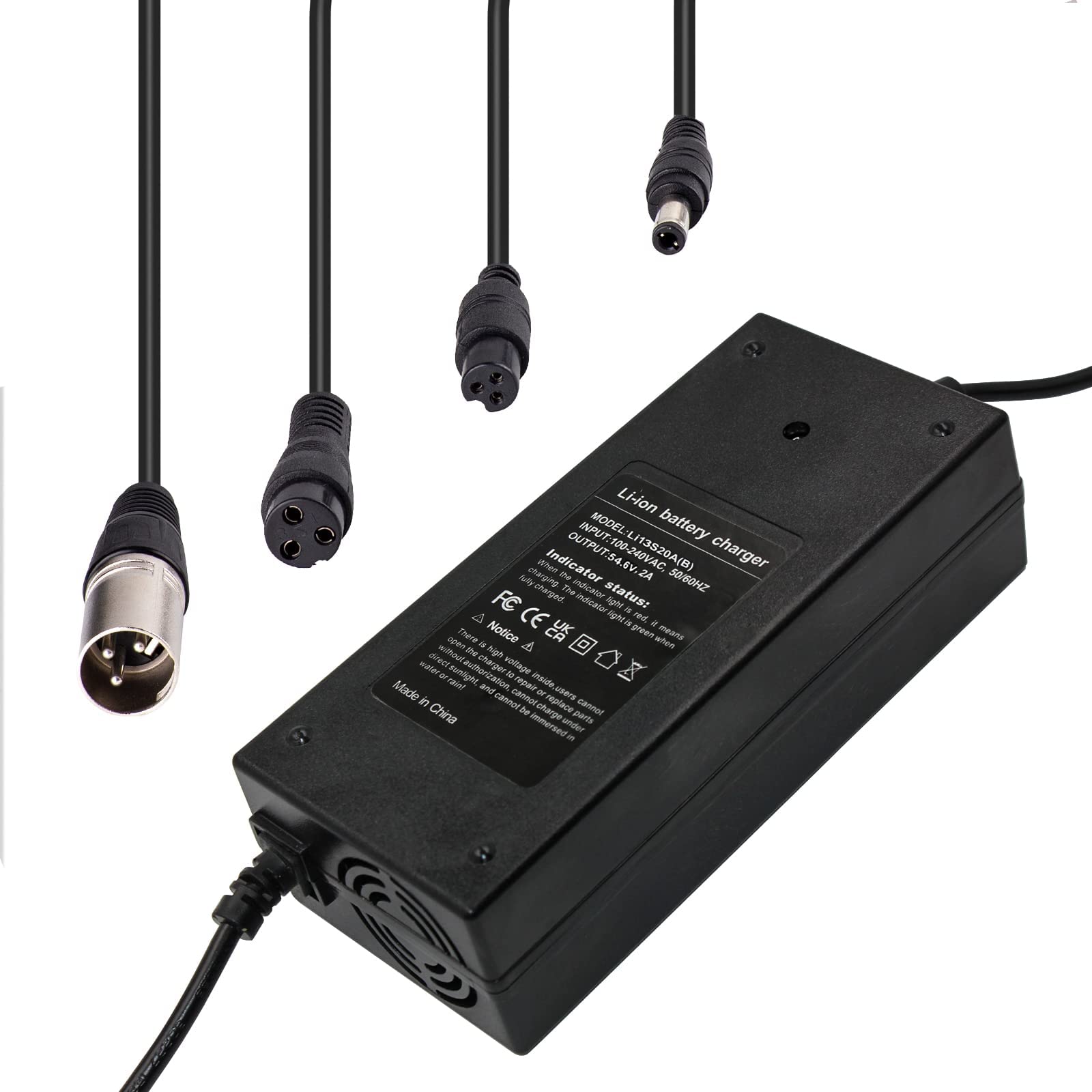 Rdideal 54.6V 2A Electric Bicycle Electric Scooter Battery Charger 54.6V Li-ion Battery 48V 13S (not Applicable to Lead-Acid Batteries)(- Ships from US Warehouse, 3-7 Days delivery)