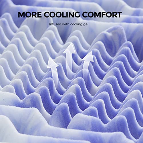 Dreamsmith 2 Inch 7-Zone Queen Memory Foam Mattress Topper, Cooling Gel Infused Foam Mattress Topper Queen for Pressure Relief, CertiPUR-US Certified Purple