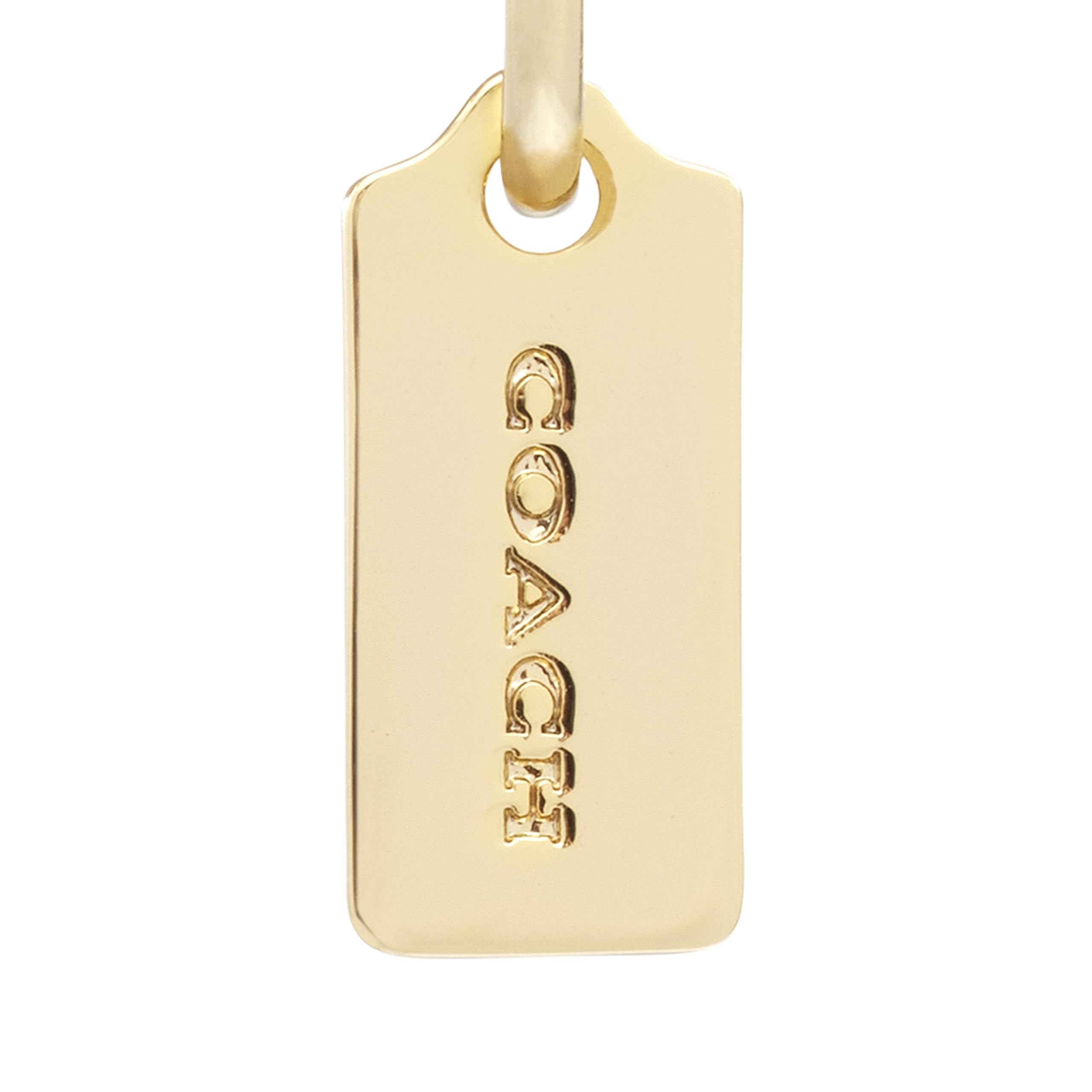 Coach Women's Iconic Signature Tag Huggie Earrings, GOLD
