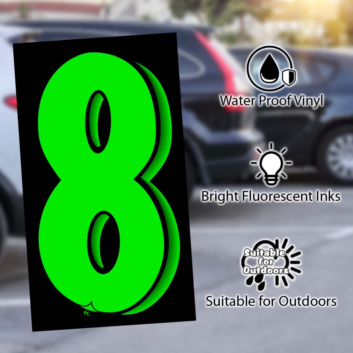 VERSA-TAGS 7.5" Black/Green Vinyl Number Decals 11 Dozen Set Windshield Pricing & 1 Pack of Each of Extra Clean, Financing Available, Save 14.5" x 2.75" Sticker Windshield Decal Auto Dealership