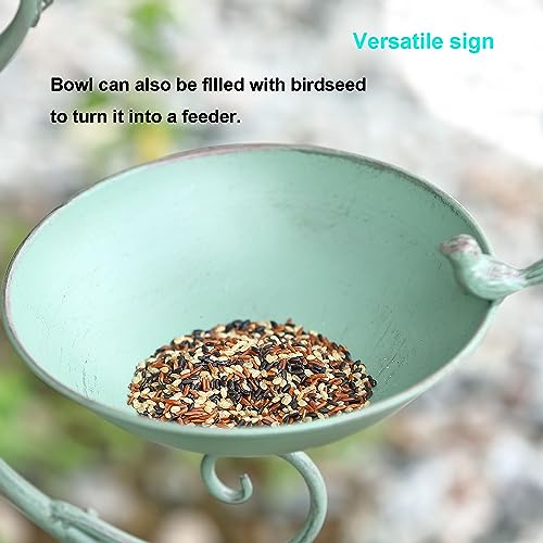 Jemeni Hanging Bird Bath, Double Bird Baths/Feeder Bowl for Outdoors Garden Decoration, S-Shape…