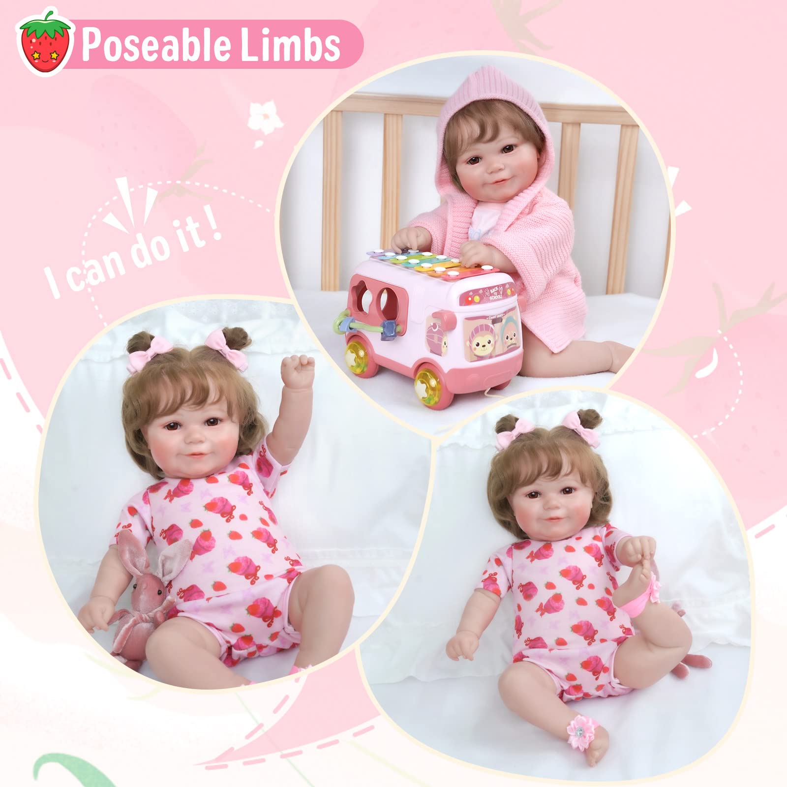 JIZHI Reborn Baby Dolls, 2PCS Lifelike Silicone Toddlers - 16&20-Inch Soft Vinyl & Full Body Silicone Dolls