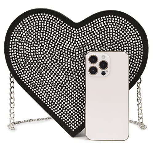 lola mae Heart shaped bags for women Rhinestone Shining Heart Crossbody Handbag