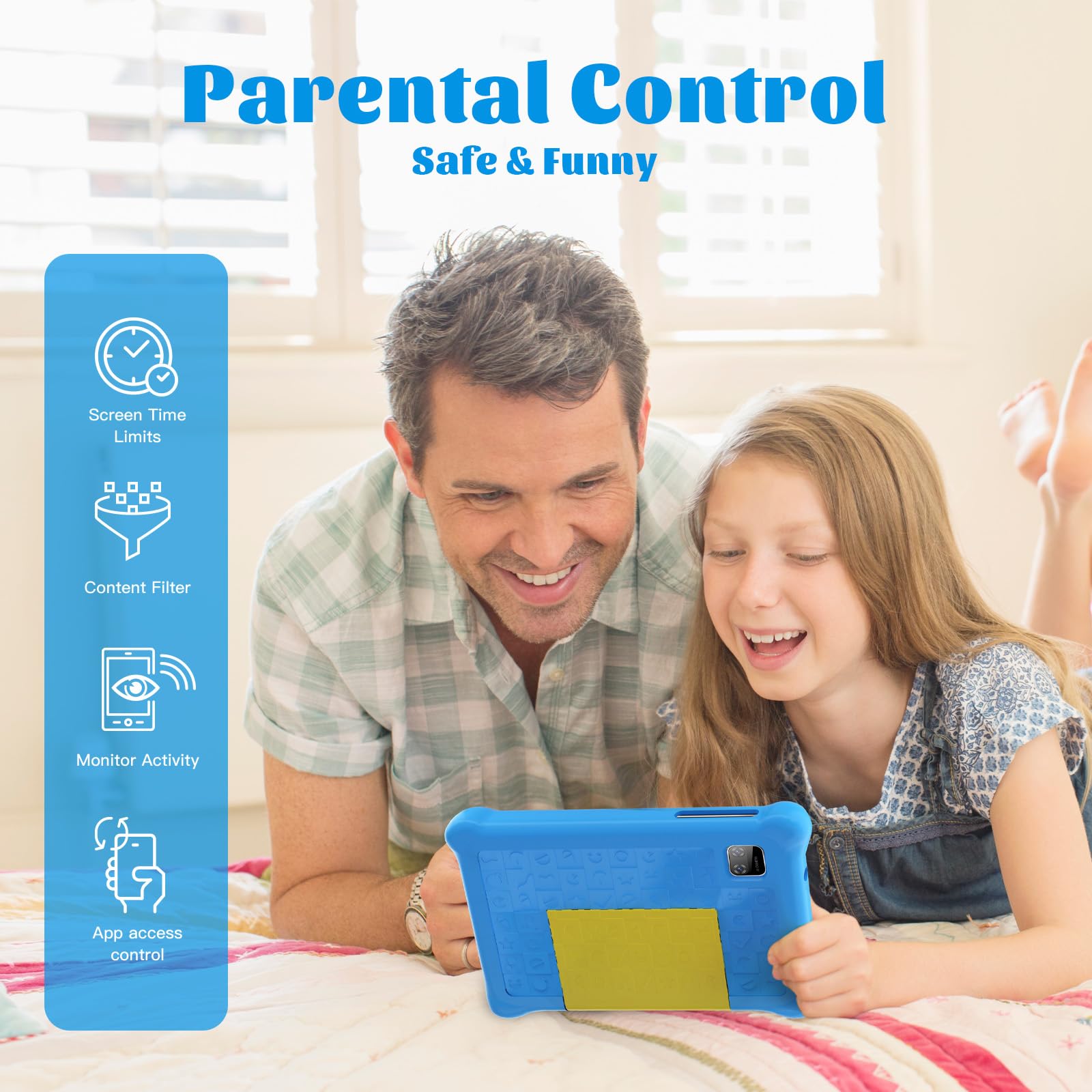 Anyway.go Kids Tablet 7 inch Tablet for Kids with Android 12, 32GB Storage, Blue Color, Parental Controls, HD Display, Kidoz Pre-Installed