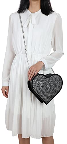 lola mae Heart shaped bags for women Rhinestone Shining Heart Crossbody Handbag