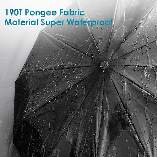 travel inspira Folding Umbrella - Travel Umbrella Compact Automatic Open Close, 12 Ribs Windproof UPF 50+ UV Protection for Rain, Snow, Sunny, Black