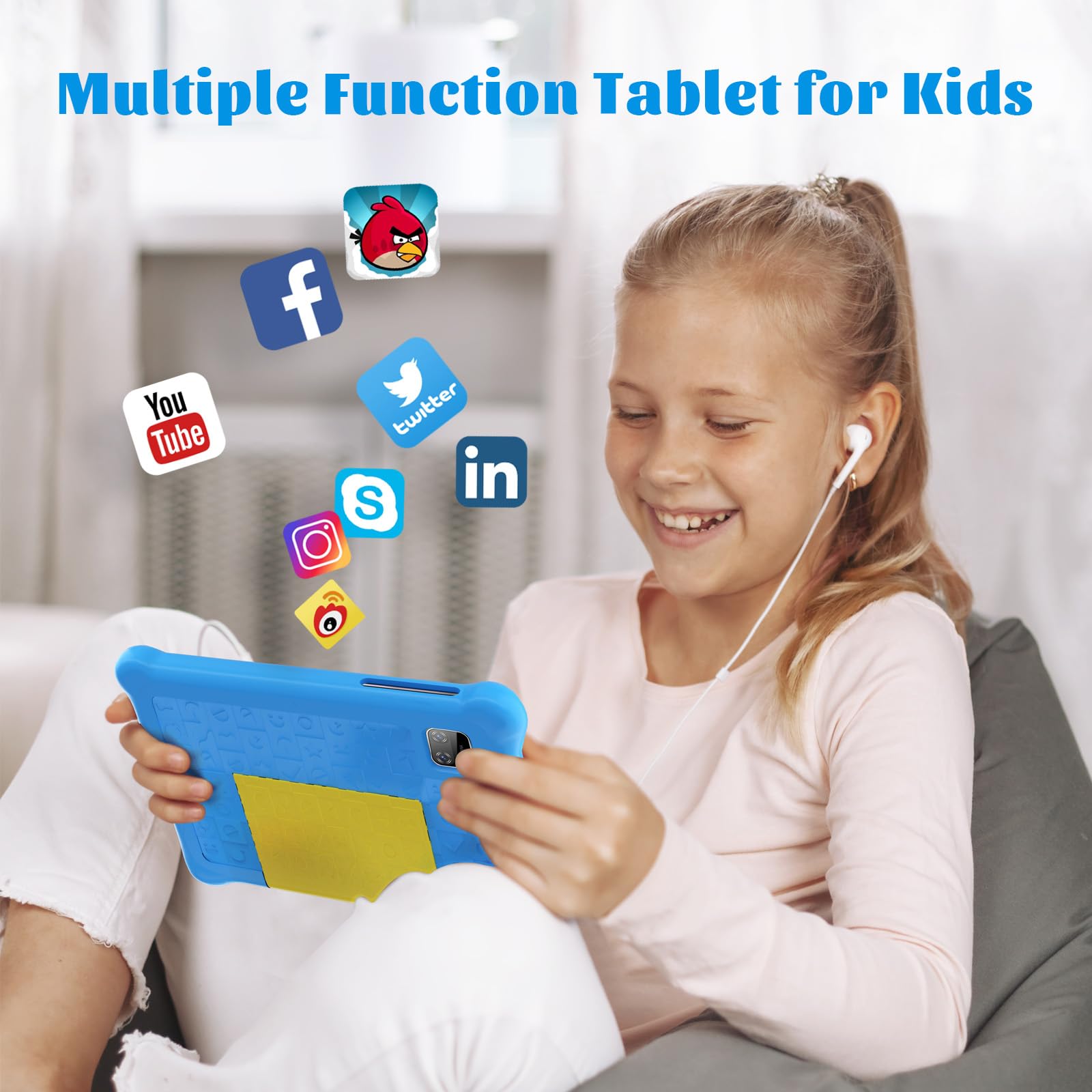 Anyway.go Kids Tablet 7 inch Tablet for Kids with Android 12, 32GB Storage, Blue Color, Parental Controls, HD Display, Kidoz Pre-Installed