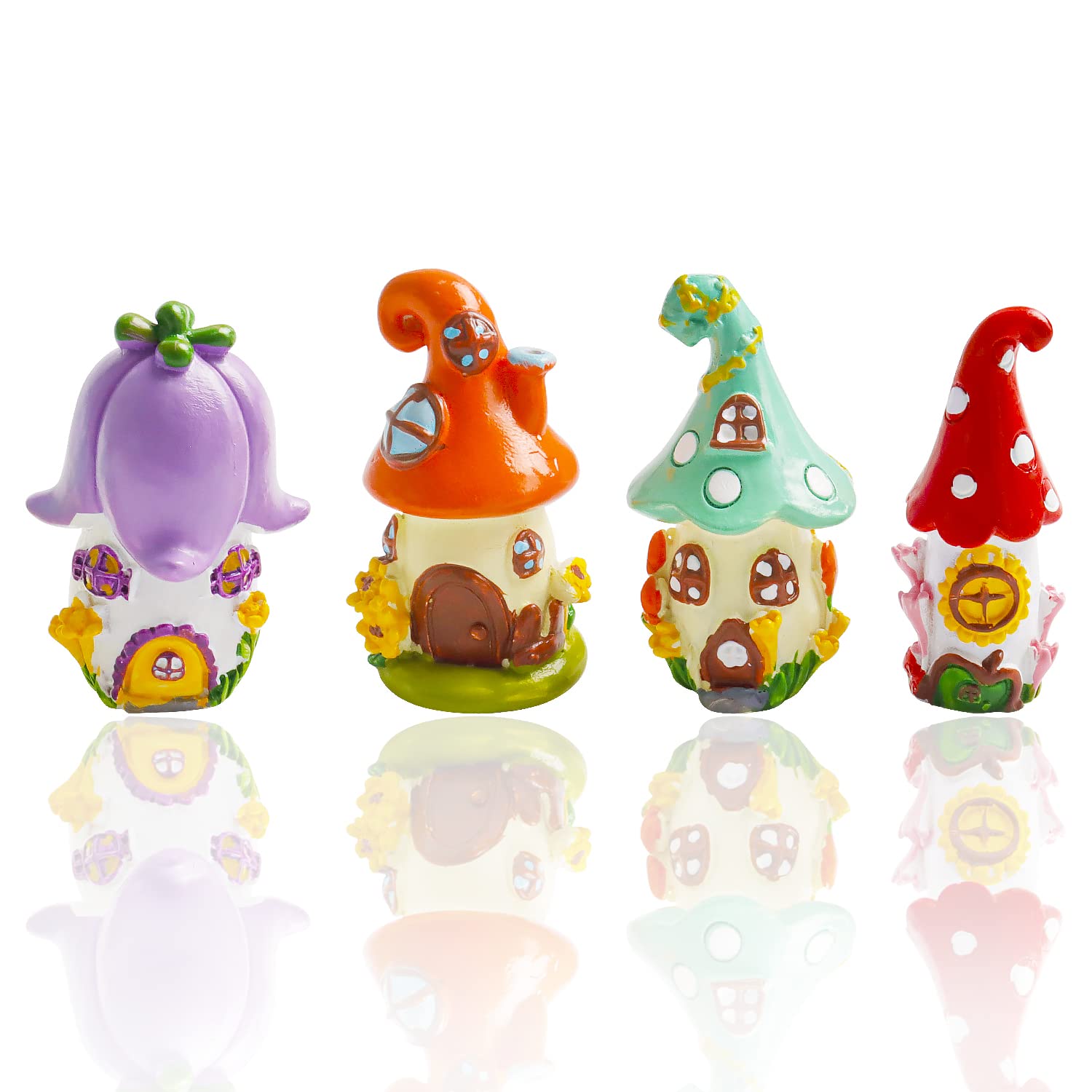 X Hot Popcorn 4PCS Mini Resin Houses Tiny Magic Cottage Miniature Houses Resin House Model Micro Landscape Adornment for Fairy Garden Decoration