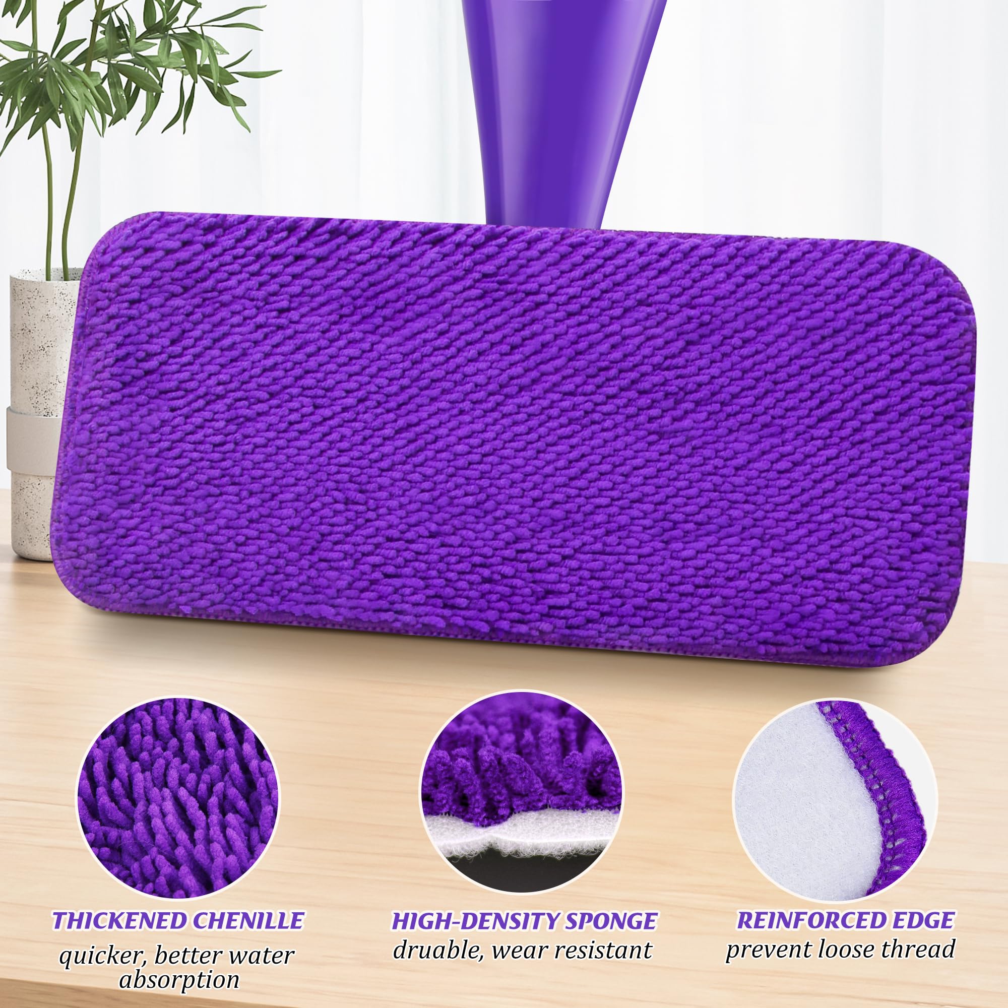 Reusable Mop Pads Compatible with Swiffer Wet Jet Mop - Wet Pads Refills Wet Dry Mopping Cloths Microfiber Mop Pads Replacements for Swiffer Wetjet 12" Spray Mop Wood Floor Cleaning Washable 2 Pack