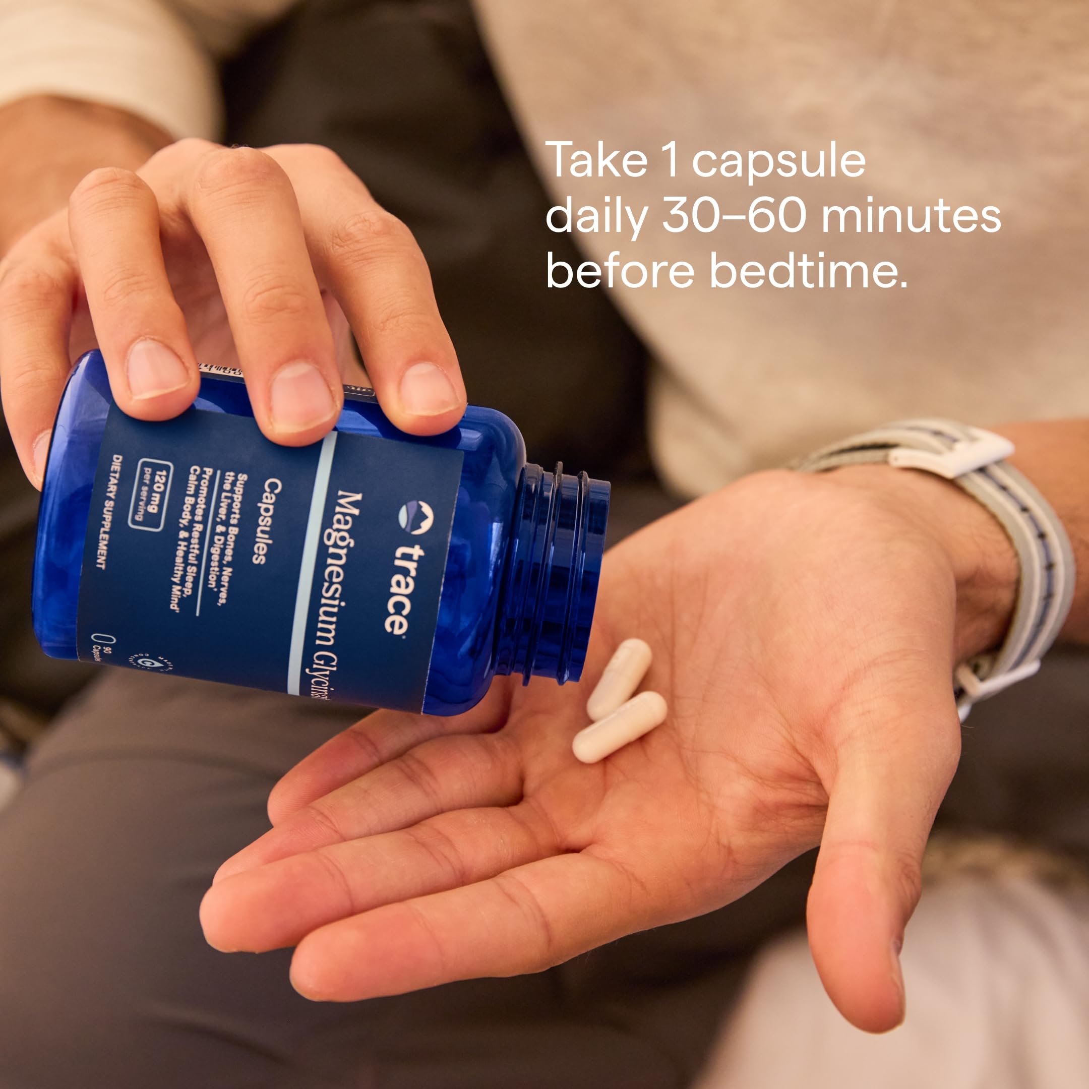 Trace Minerals Magnesium Glycinate 120mg - Bone Strength & Muscle Support - Magnesium Supplement to Aid Healthy Sleep Patterns & Relaxation - Support Nerve Function - 90 Capsules (90 Servings)