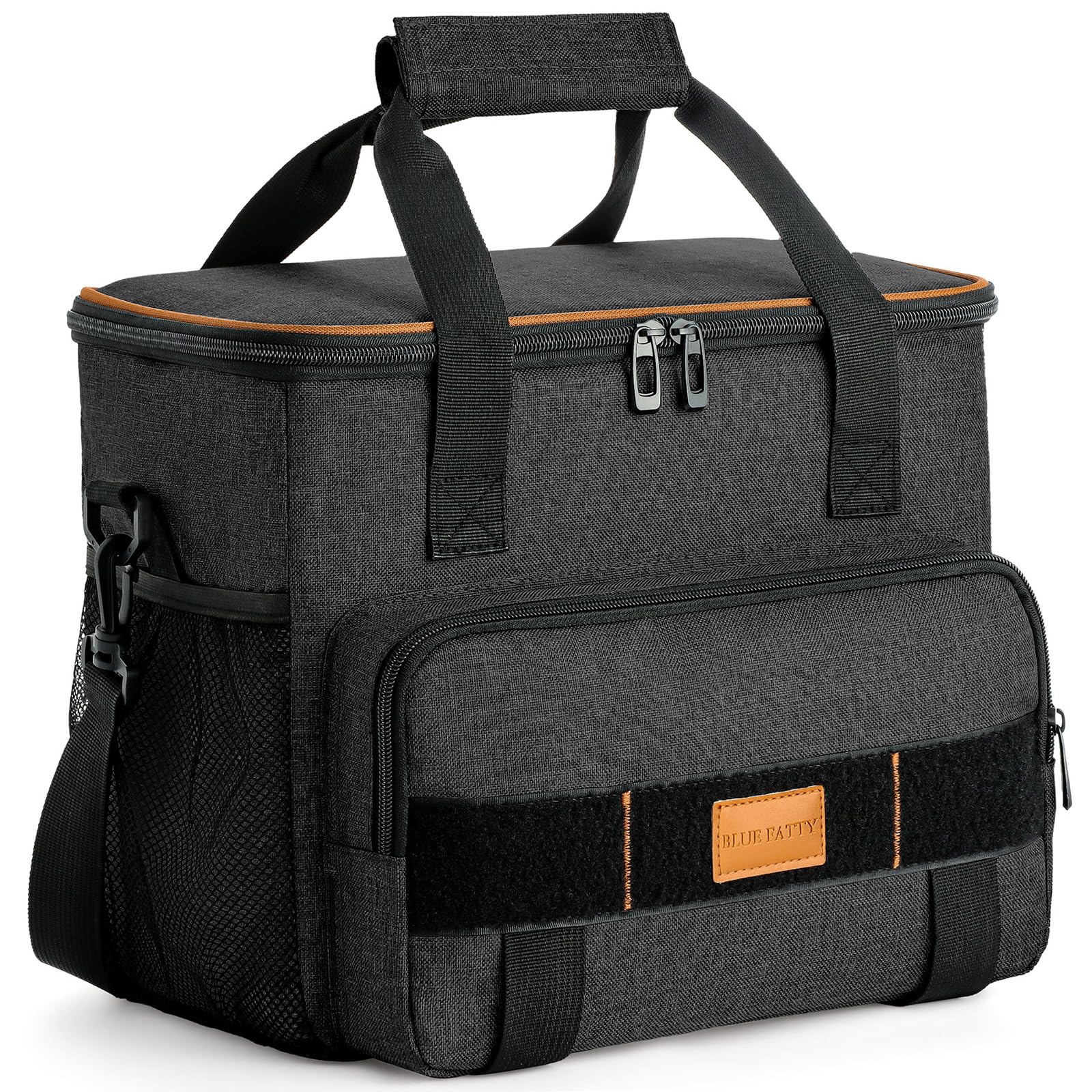 BLUEFATTY Small Cooler Bags 14L Soft Sided Cooler Leakproof Large Insulated Lunch Box Cooler Collapsible Beach Cooler Camping Cooler for Picnics, Road Trips, Kayaking and Grocery Shopping(Black)