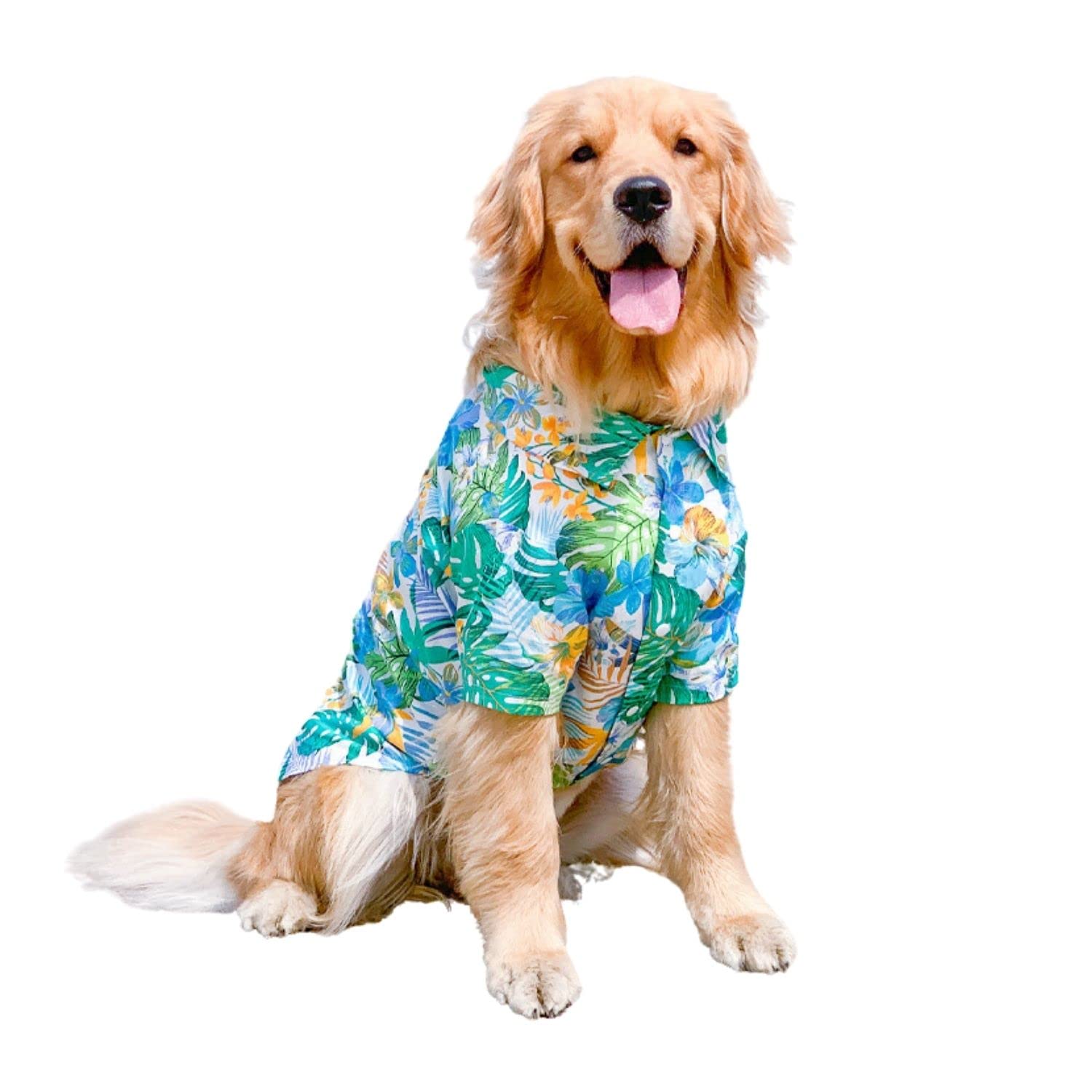 Harikaji Dog Hawaiian Shirt, Summer Pet Clothes Large Dog Cool Costume Beach T-Shirt for Medium Large Dog(Blue,5XL)