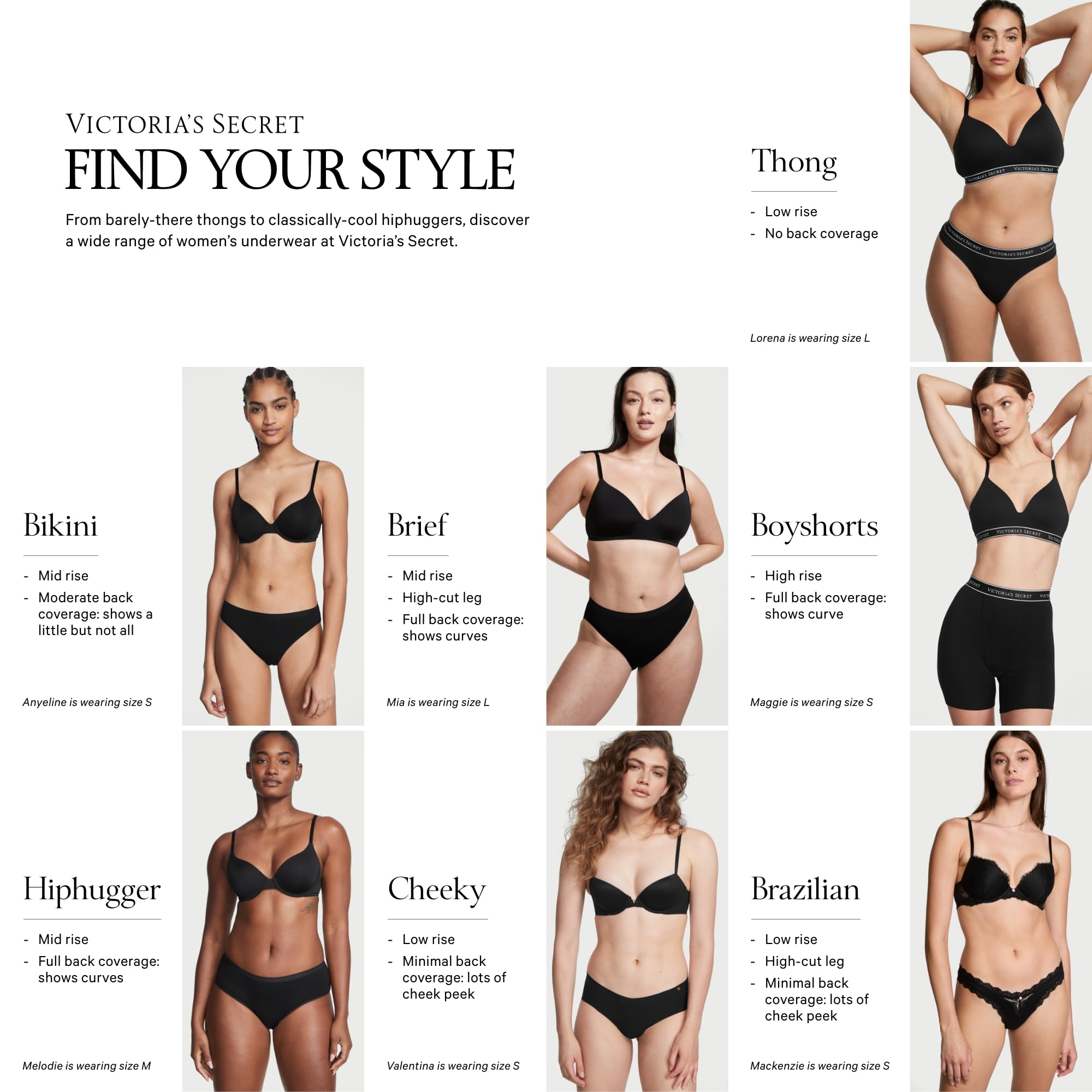 Victoria's Secret Women's No Show Cheeky Underwear, Minimal Coverage Panties for Women, Multi Pack, Essential Mix (M)