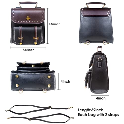 Honnesserry Bee Series Purse Convertible Backpack Tote for Women Small Backpack Faux Leather Ladies Shoulder Bag