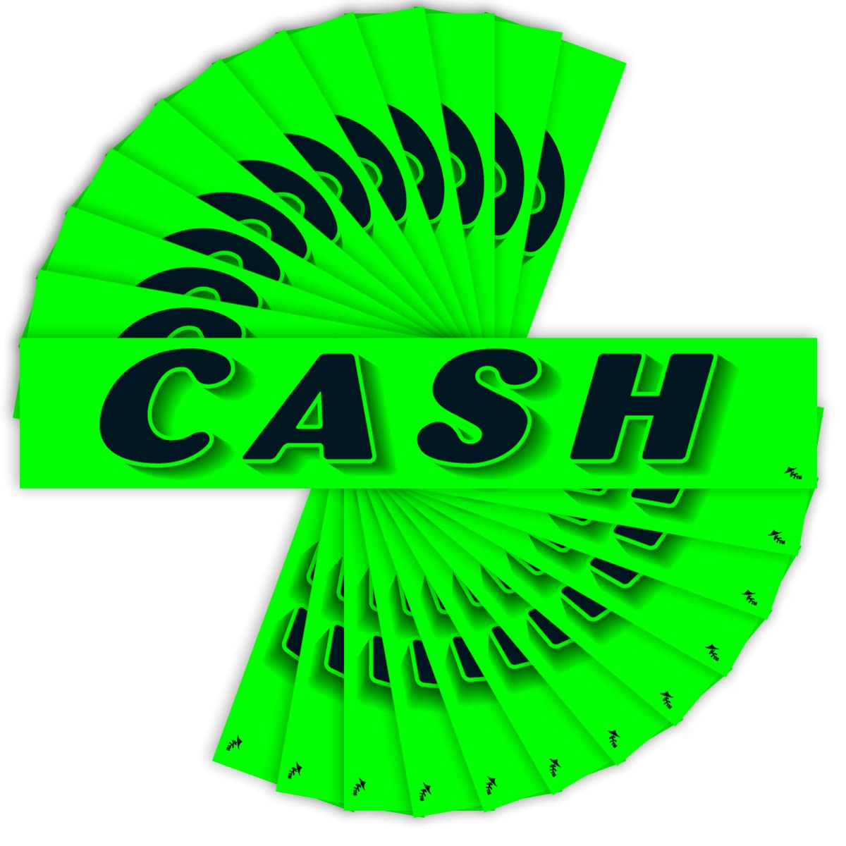 VERSA-TAGS 7.5" Black/Green Vinyl Number Decals 11 Dozen Set Windshield Pricing & 1 Pack of Each of Extra Clean, Financing Available, Cash 14.5" x 2.75" Sticker Windshield Decal Auto Dealership