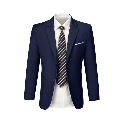 Navy Blue Suit Blazer for Men Slim Fit Bussiness Wedding Prom Party Dinner Suit Jacket Lightweight Casual Sport Coat Jacket L