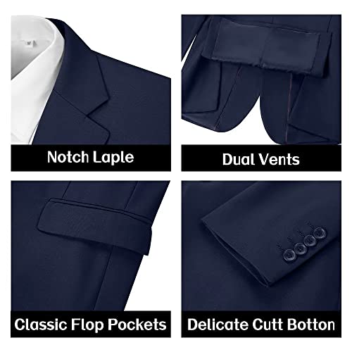 Navy Blue Suit Blazer for Men Slim Fit Bussiness Wedding Prom Party Dinner Suit Jacket Lightweight Casual Sport Coat Jacket L