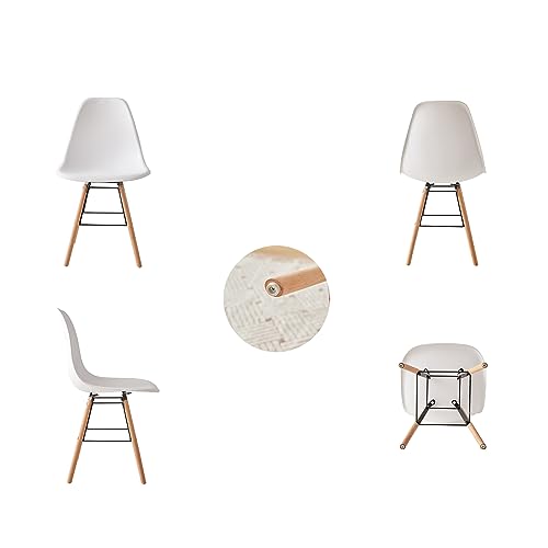 SANSHREUNI Dining Chairs Set of 4, Mid Century Modern Dining Chair Side Chair with Wood Legs, Modern Style Shell Chair for Kitchen Dining Room, Living Room